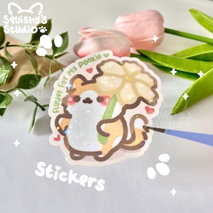 Flower for My Pookie Sticker Corgi Pookie Flower Stickers Funny Kawaii ...