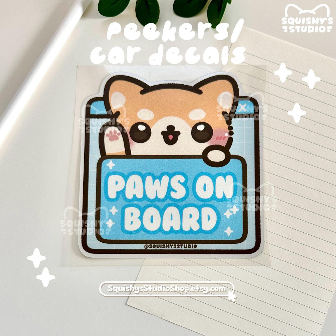 Paws on Board Cute Shiba Car Decal Bumper Sticker | Kawaii Car Decal ...