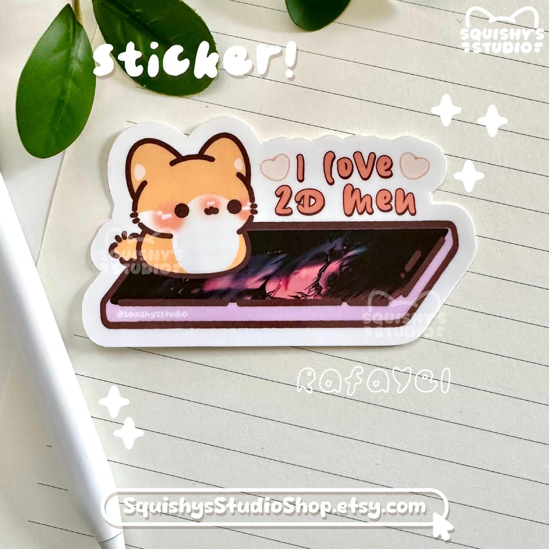 I Love 2D Men Corgi on Phone RAFAYEL Sticker | Love and Deepspace ...