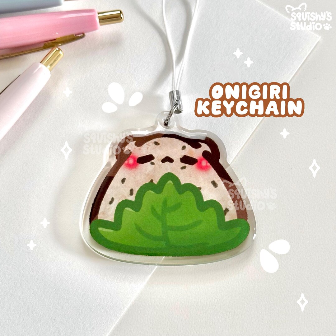 Black Sesame Onigiri Keychain | Japanese Rice Ball Double Sided Acrylic ...