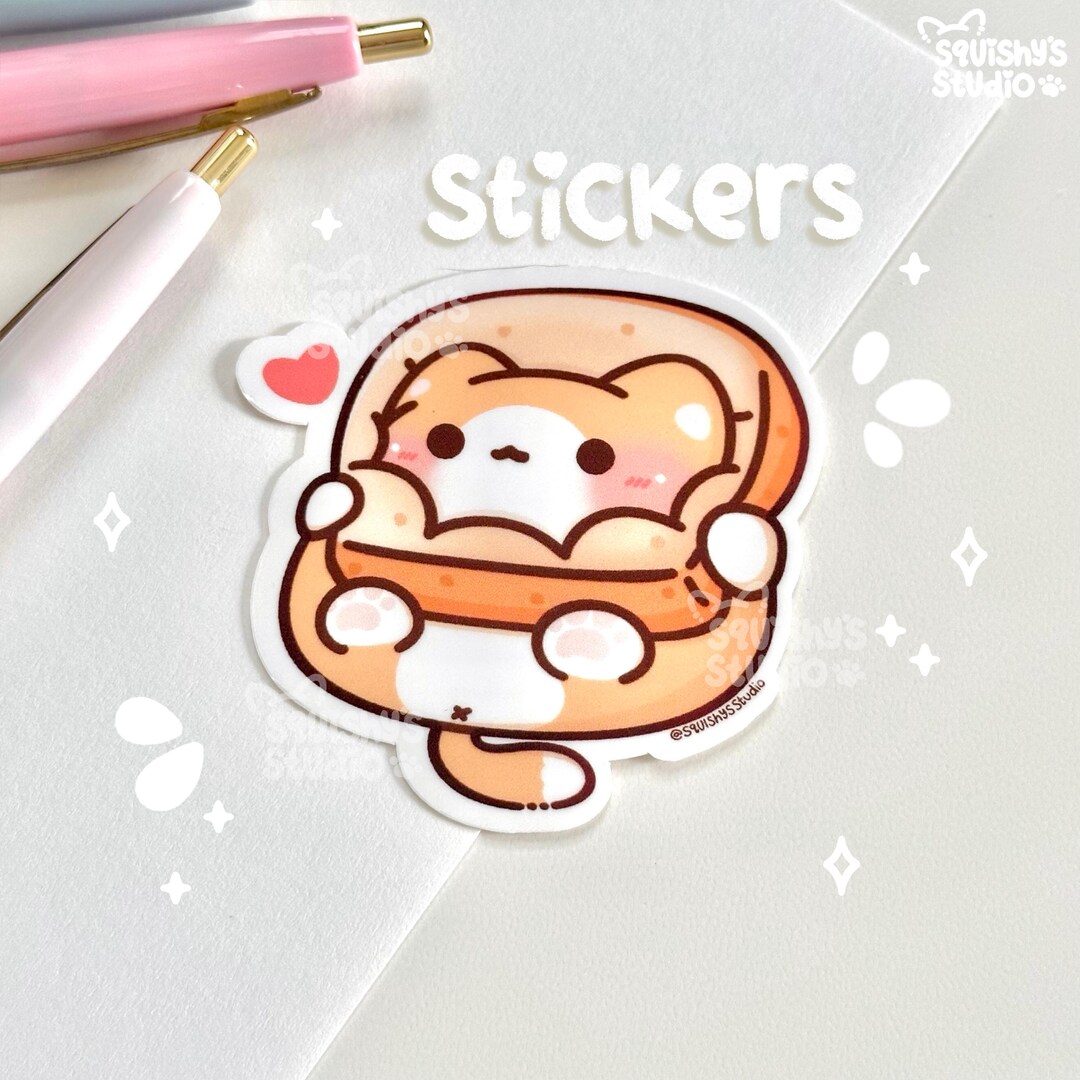Cute Corgi Dog With Bread/toast on Head Sticker | Kawaii/funny/cute ...