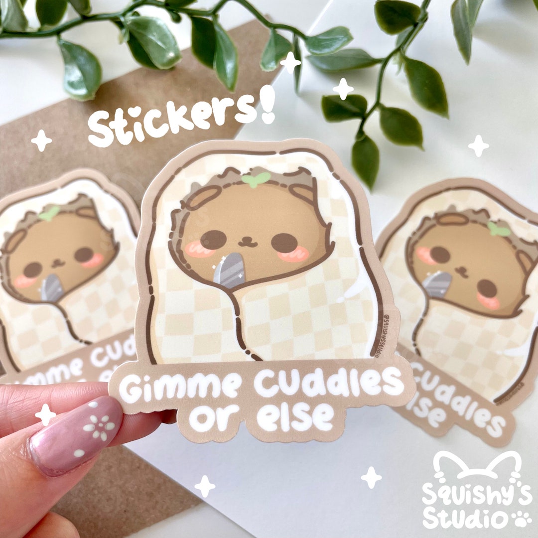 Gimme Cuddles or Else Bear Burrito Sticker | Kawaii Bear Stickers ...