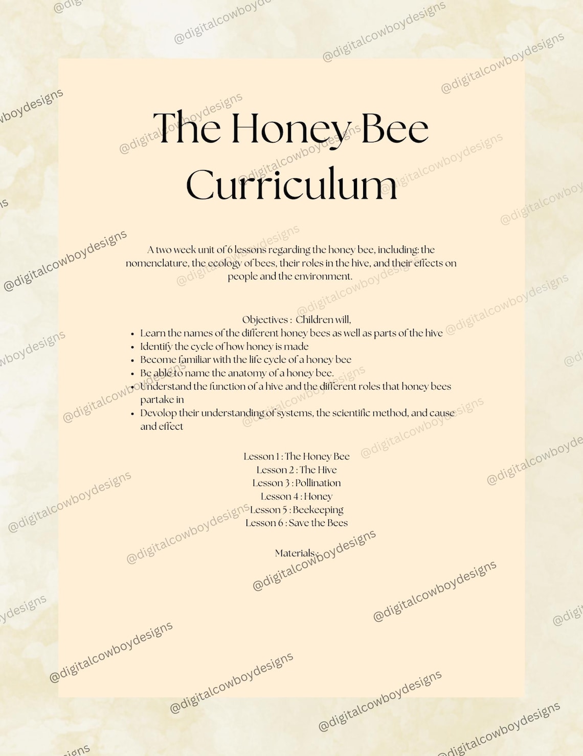 The Honey Bee Unit Plan, Bee Lesson Plan, Honey Curriculum, Homeschool ...