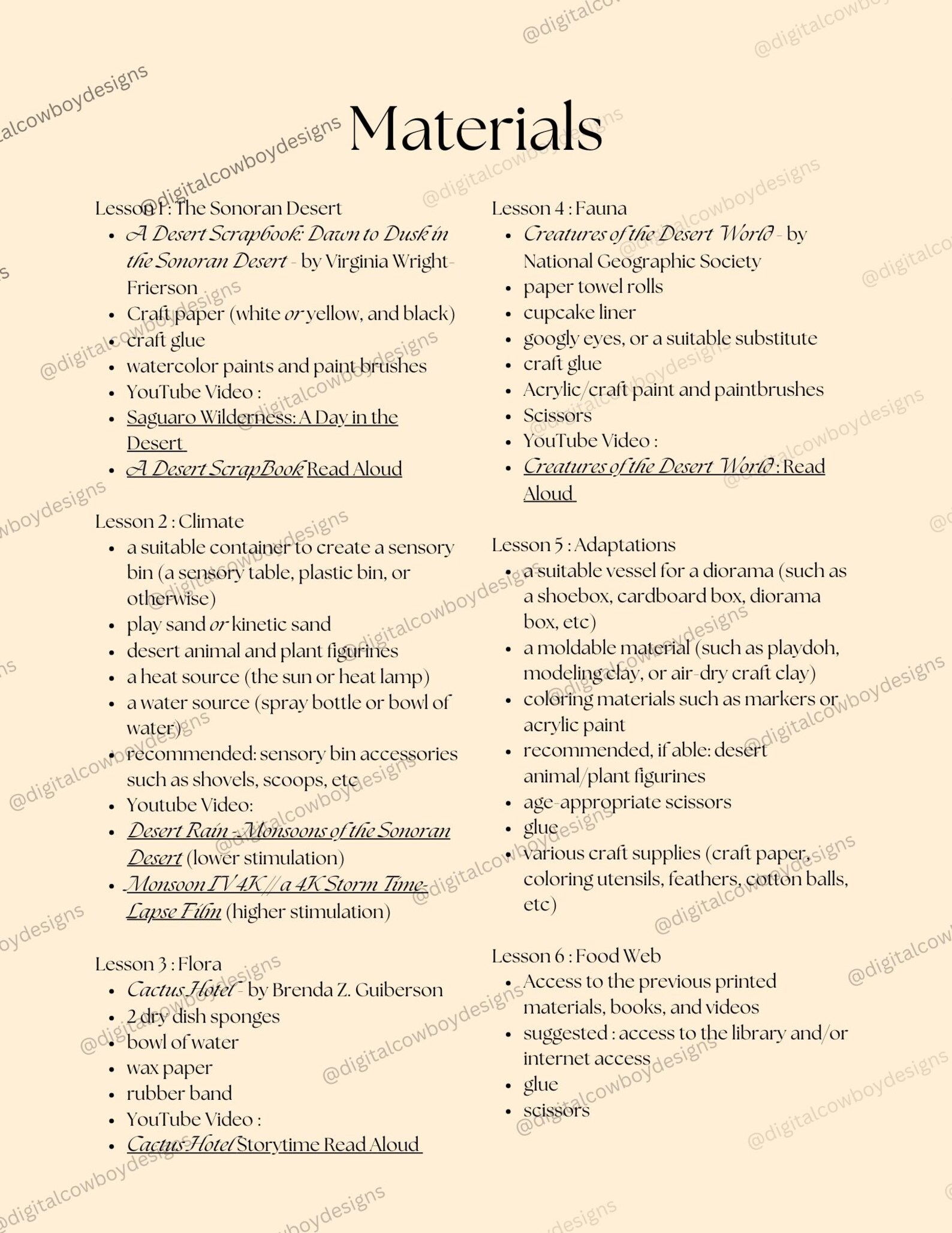 Sonoran Desert Unit Plan, Ecology Lesson Plan, Desert Curriculum ...