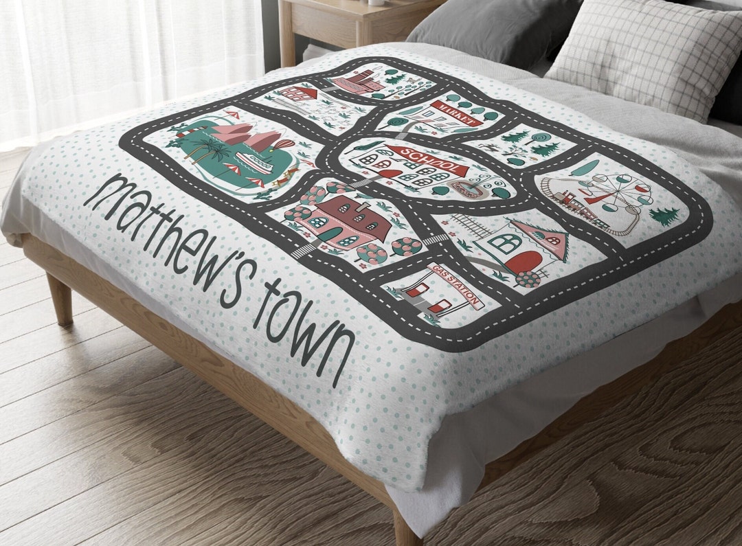 Car Blanket for Boys Car Mat Blanket With Road Map Blanket for Toddler ...