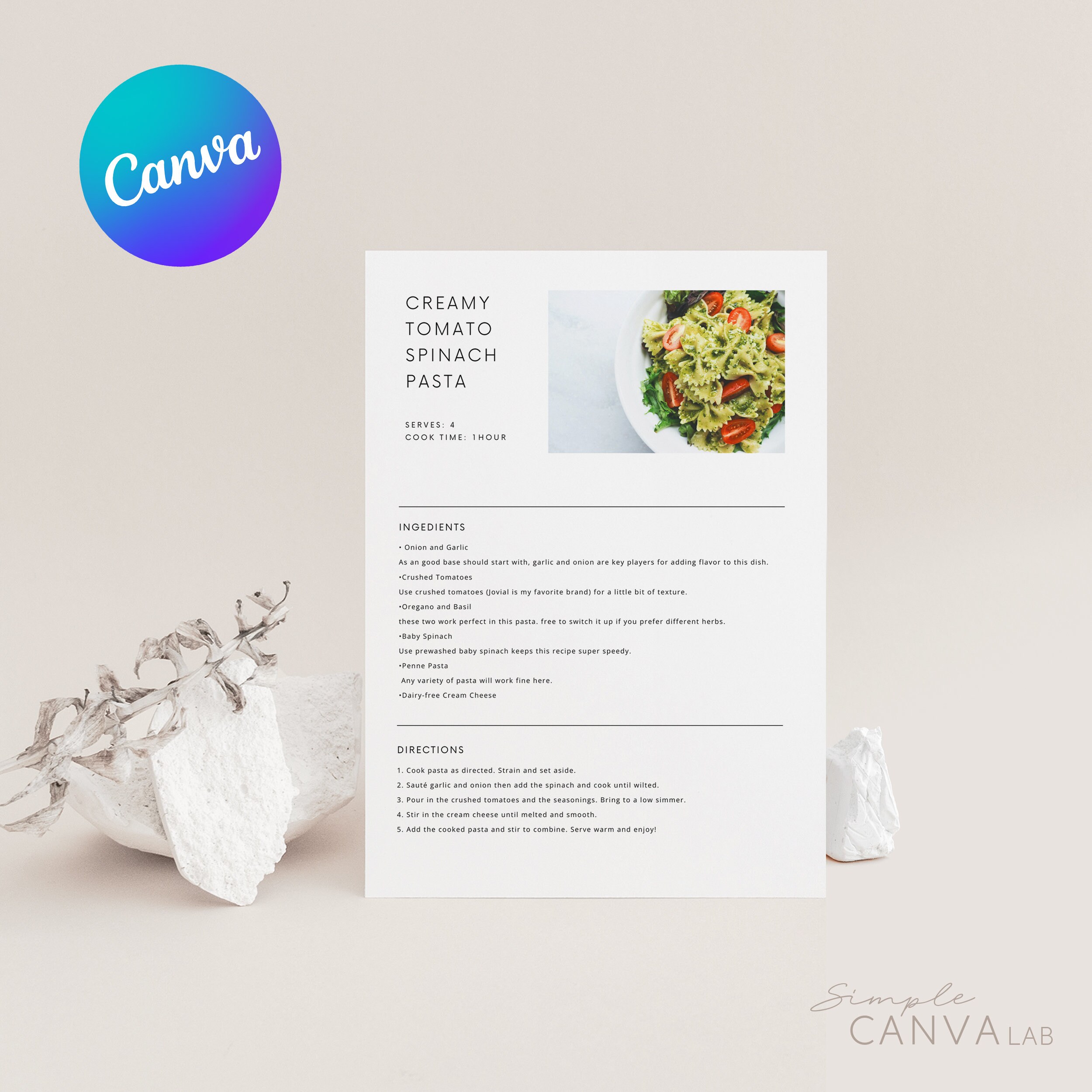 8.5x11 CANVA Recipe Template US Letter Canva Simple Recipe - Etsy