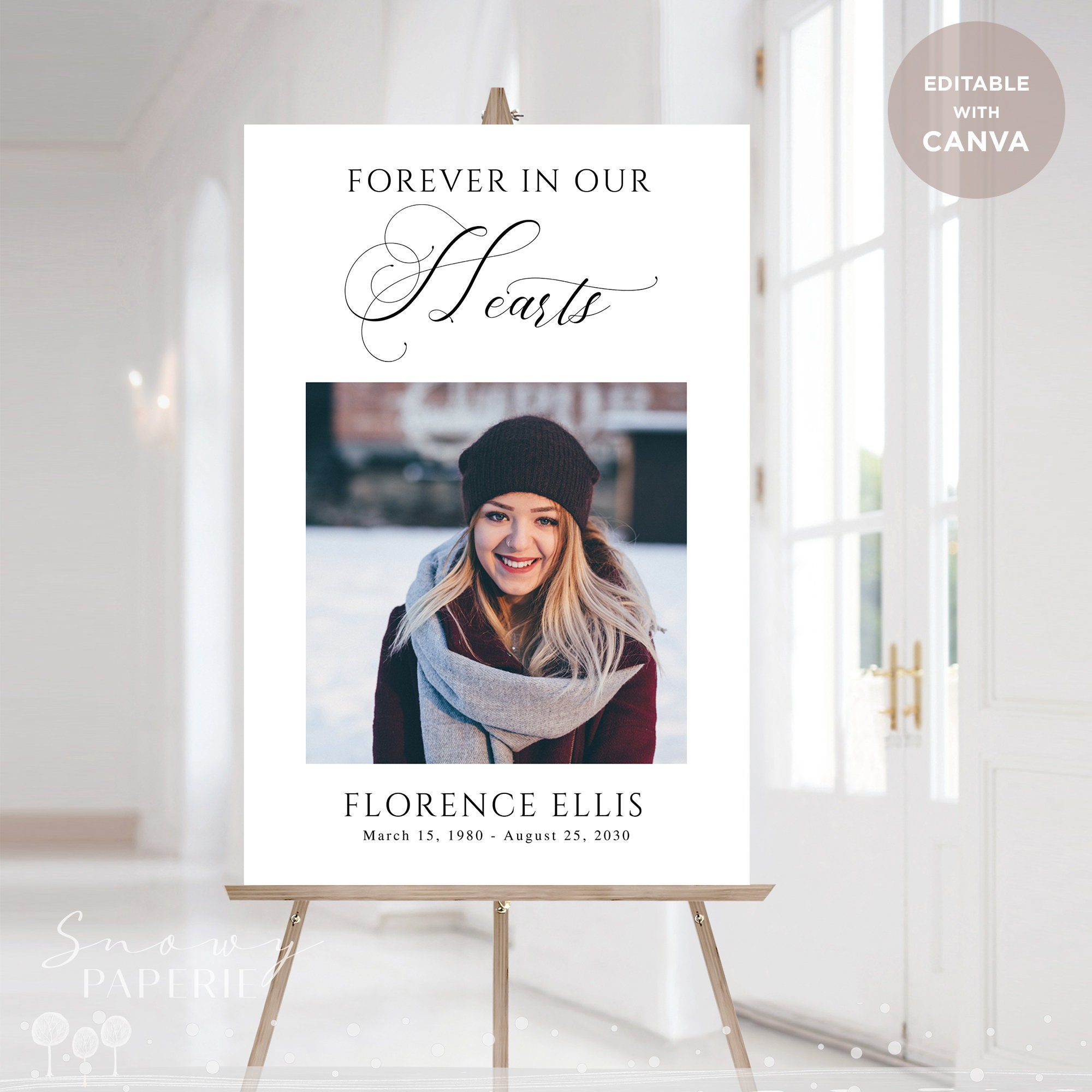 Canva Simple Funeral Sign Template Forever in Our Hearts Funeral Sign ...