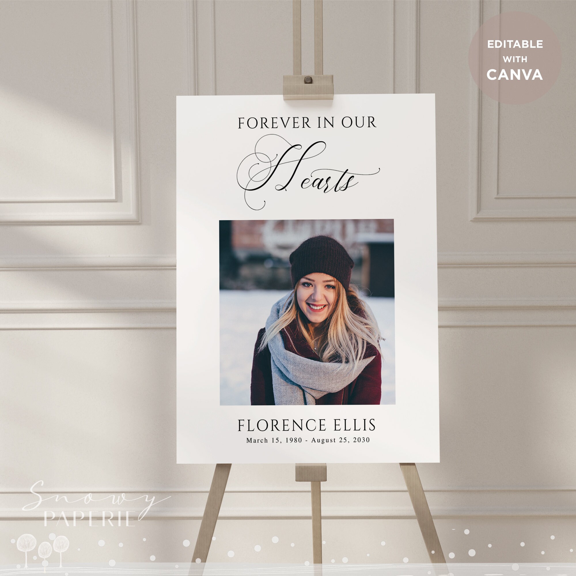 Canva Simple Funeral Sign Template Forever in Our Hearts Funeral Sign ...