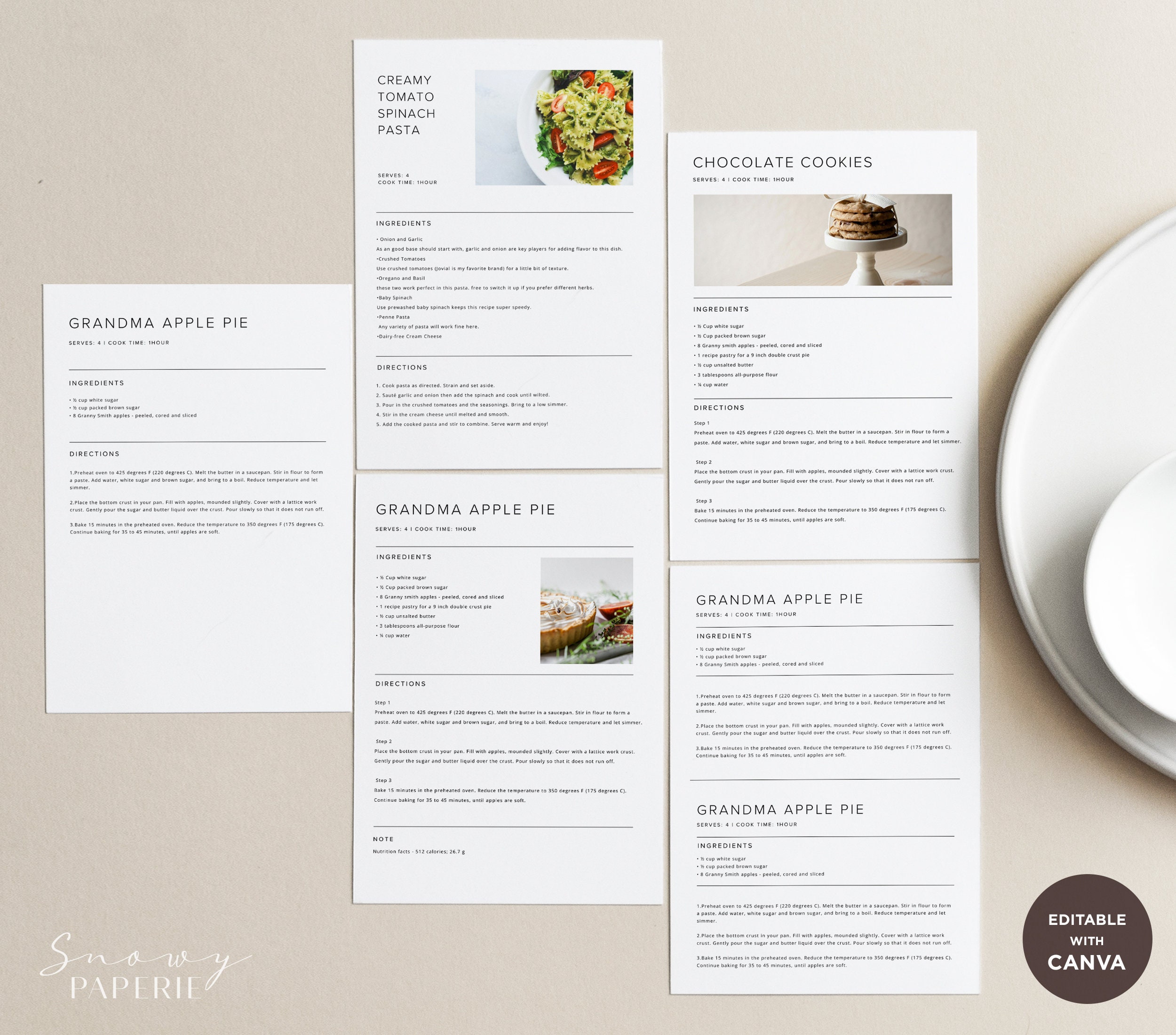 Minimal Recipe Template Canva Simple Recipe Template Editable Canva ...