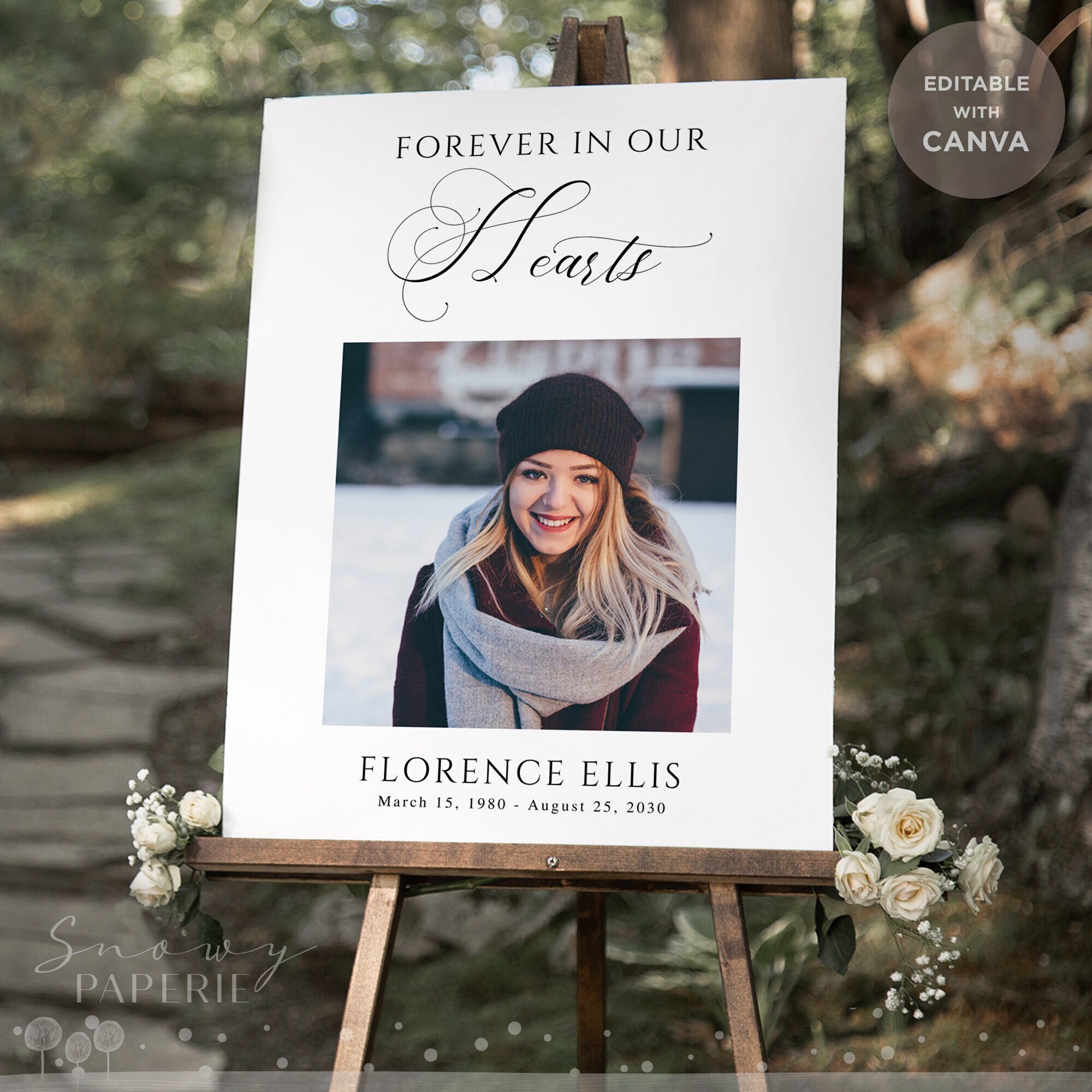 Canva Simple Funeral Sign Template Forever in Our Hearts Funeral Sign ...