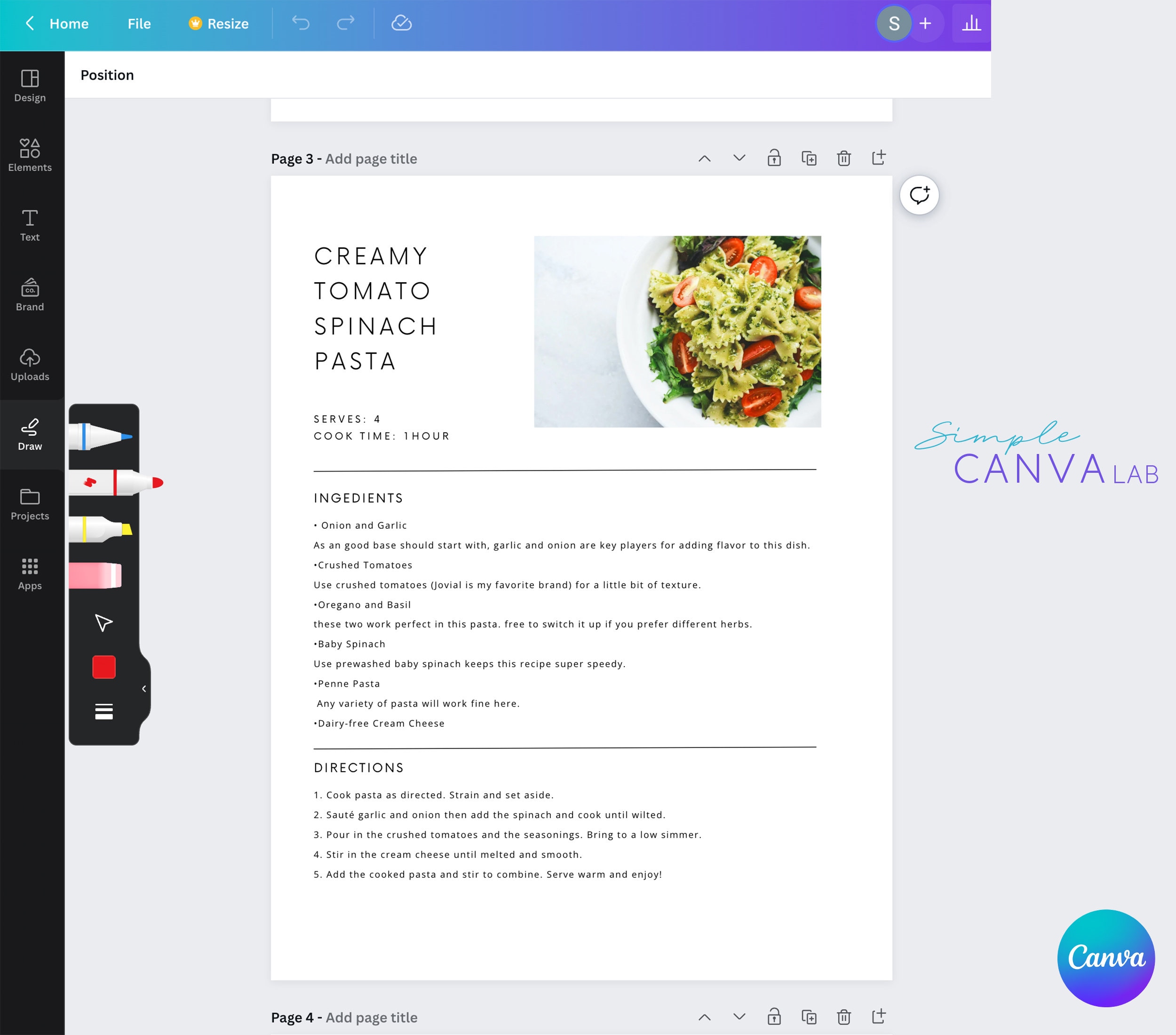 8.5x11 CANVA Recipe Template US Letter Canva Simple Recipe - Etsy