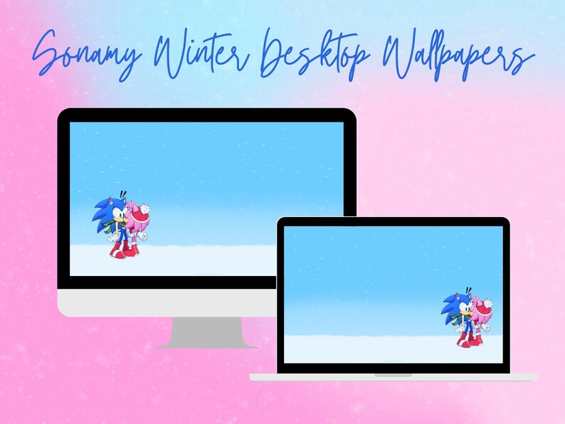 Sonamy Winter Desktop Wallpaper: Sonic and Amy (digital Download) - Etsy