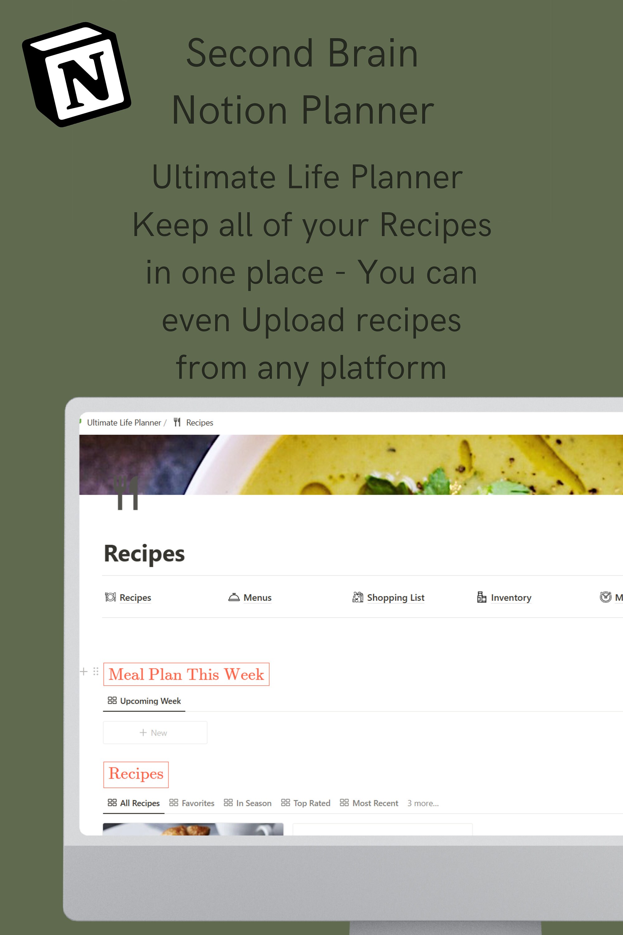 Notion Second Brain Template All in One Notion Dashboard ADHD Friendly ...
