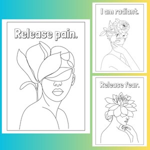 Digital Coloring Book Little Botanical + Affirmations, 60 Digital ...