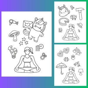 Digital Coloring Book, Color Your Thoughts, 50 Coloring Book Pages ...