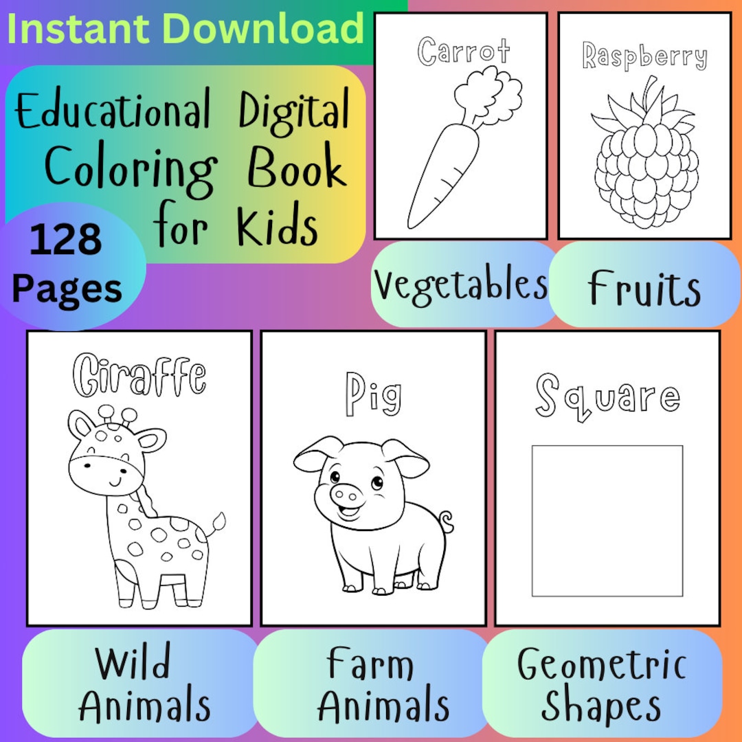 Educational Digital Coloring Book for Kids , 128 Digital Coloring Book ...