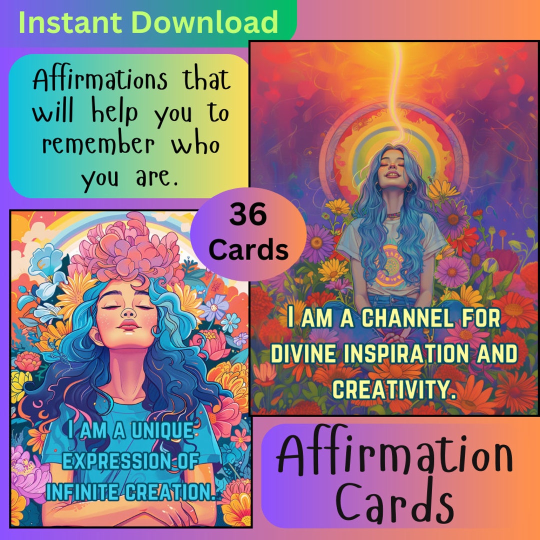 Printable Affirmation Cards, 36 Digital Printable Cards, Mindfulness ...
