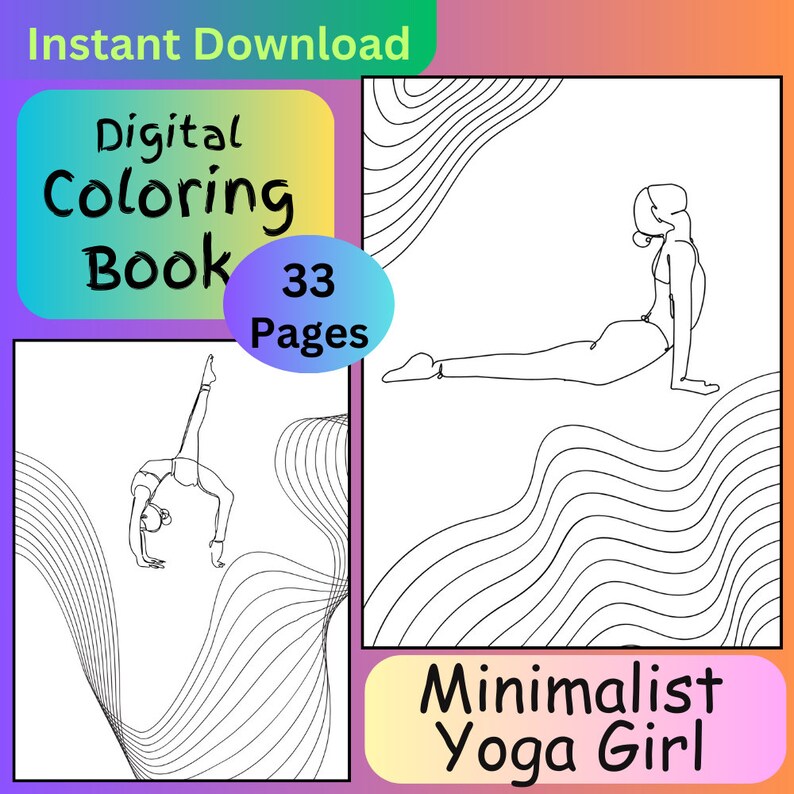 Minimalist Yoga Girl Coloring Book: 33 Relaxing Pages (PDF Pattern) - Etsy
