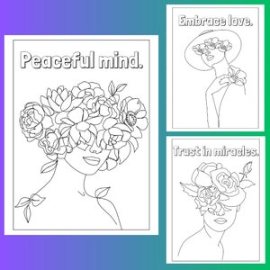 Digital Coloring Book Little Botanical + Affirmations, 60 Digital ...