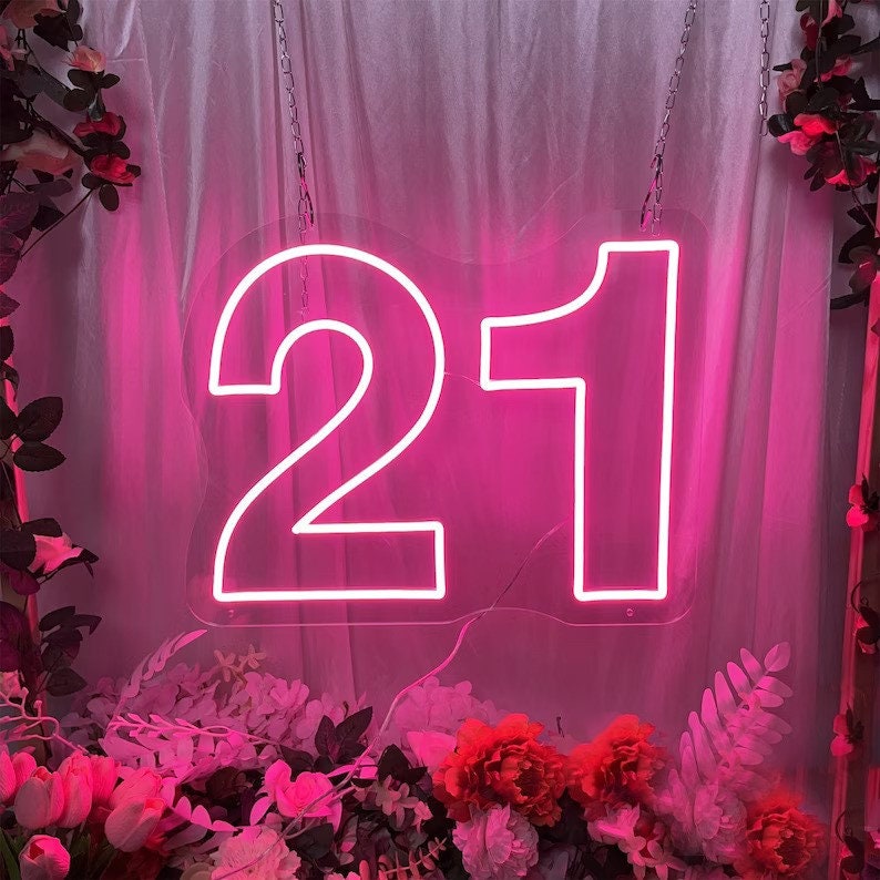 32'' Numbers Neon Sign, Birthday Party Decor, Number Led Neon Signs ...