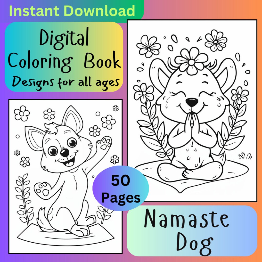 Namaste Dog Coloring Book: 50 Chakra Pages (digital Download) - Etsy