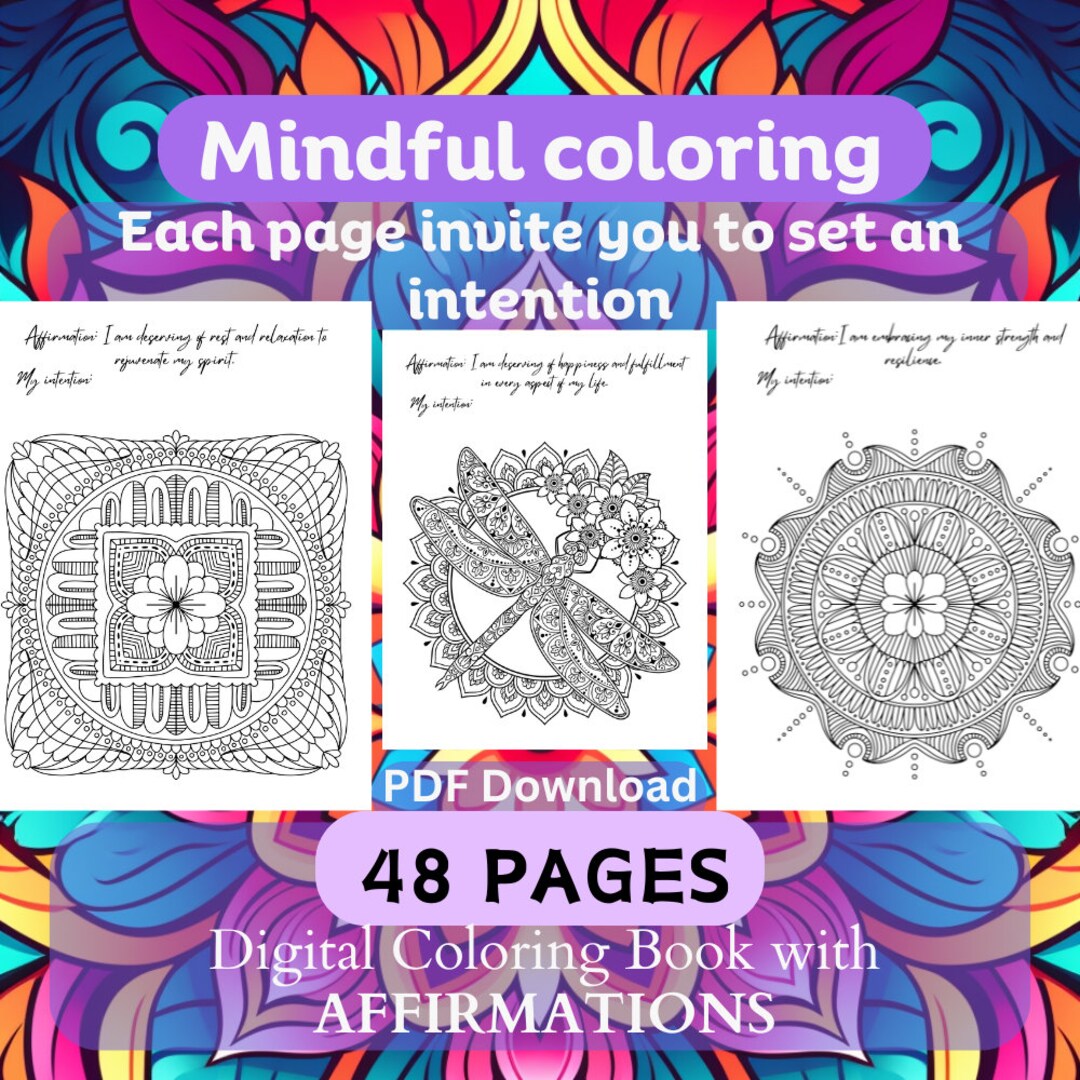 Affirmations Coloring Book: Mindfulness Designs (PDF Pattern) - Etsy