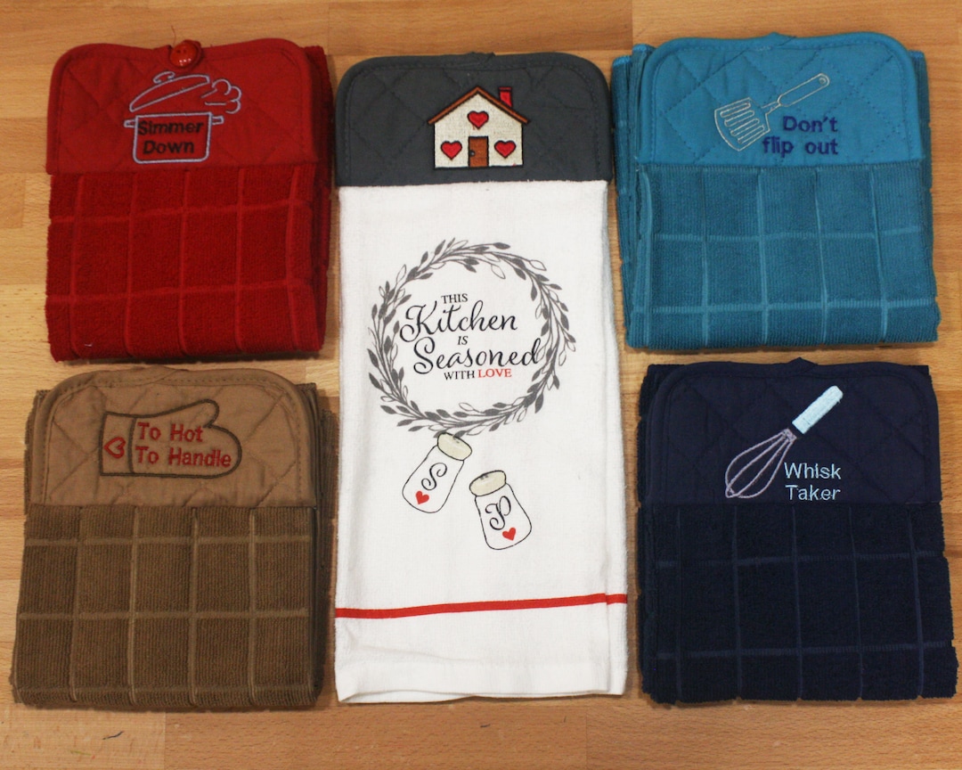 Hanging Embroidered Hot Pad Kitchen Towels - Etsy