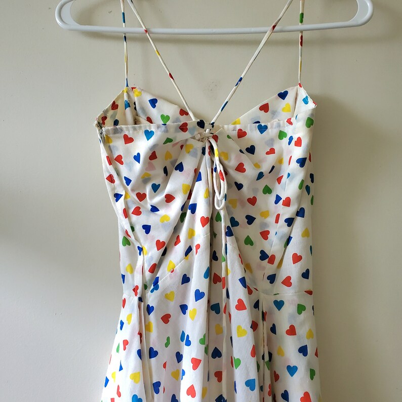 Vintage Heart Pattern Print Dress, Primary Color Colorful Heart Pattern ...