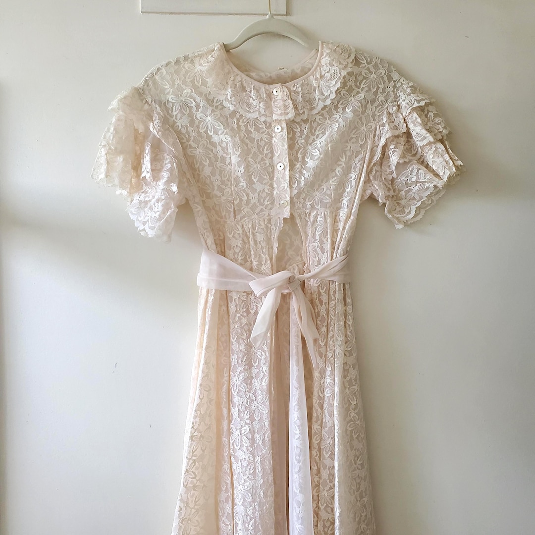 Vintage 50s 60s Coquette Style Lace Long Nightgown Robe - Etsy