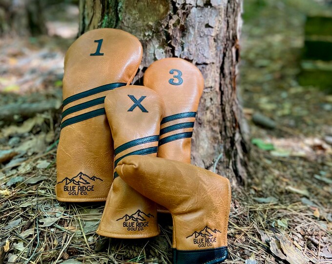 Golf Club Headcover Full Set Driver Wood Hybrid Putter Classic Leather ...