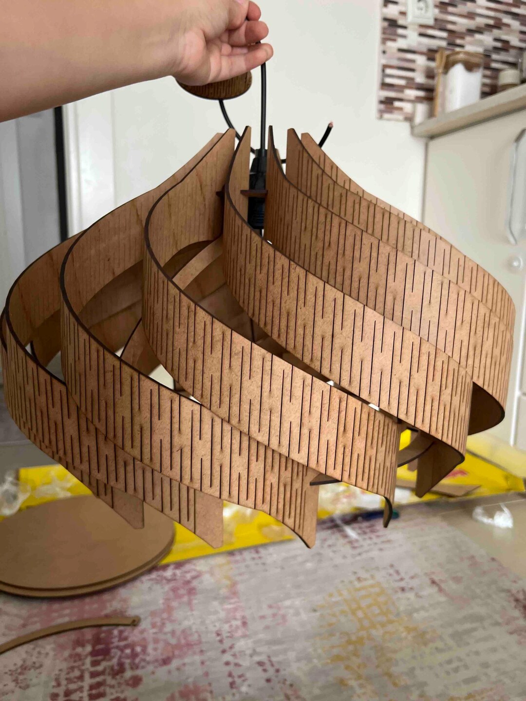 Wooden 50cm Scandinavian Model Plug and Play Rustic Bohemian Chandelier ...