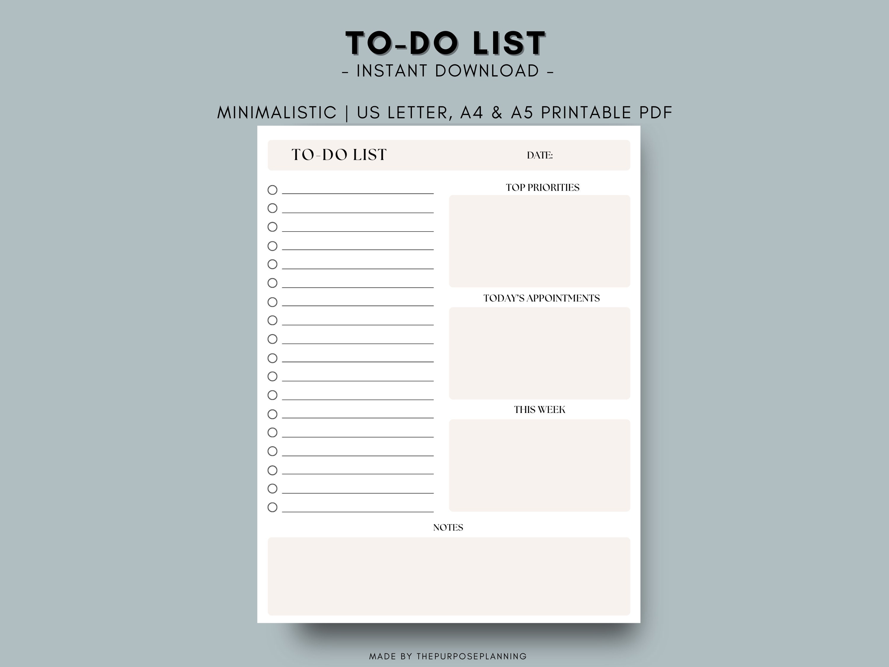 Simple Printable To-do List - Etsy