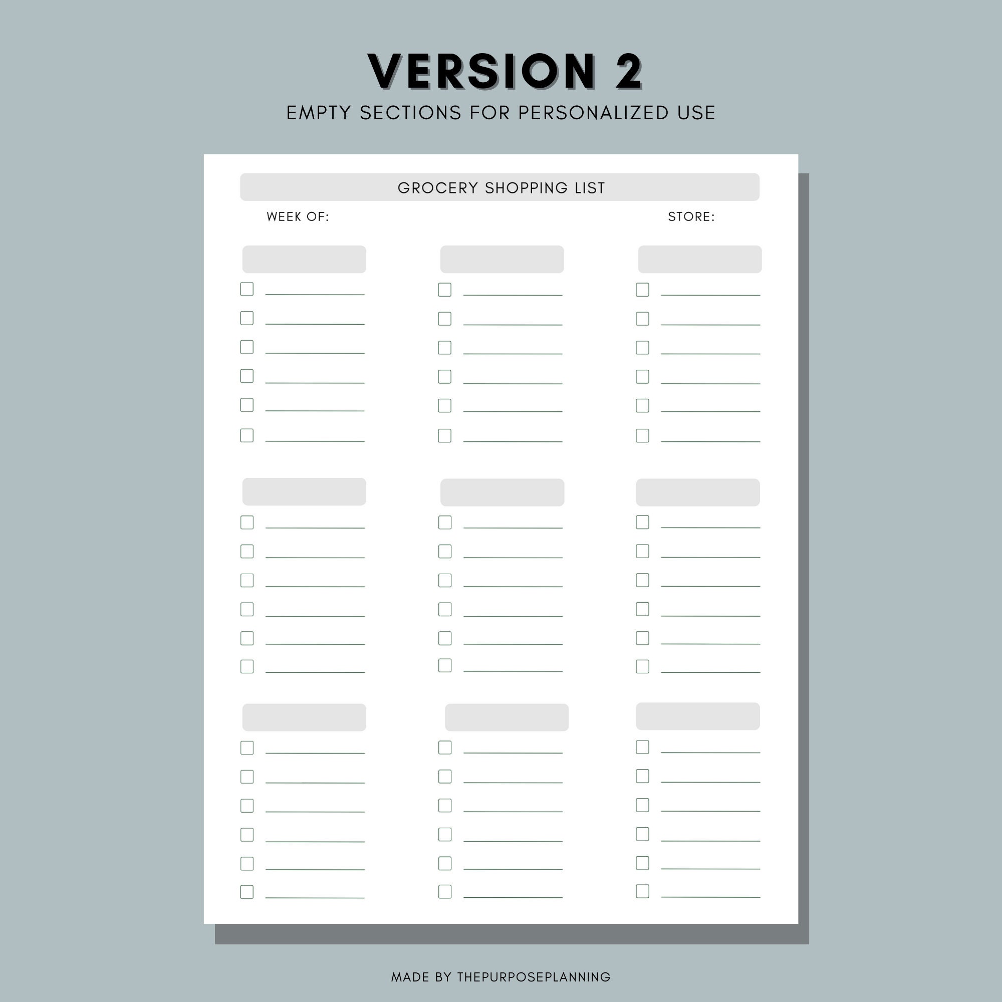 Simple Grocery List Printable Template - Etsy