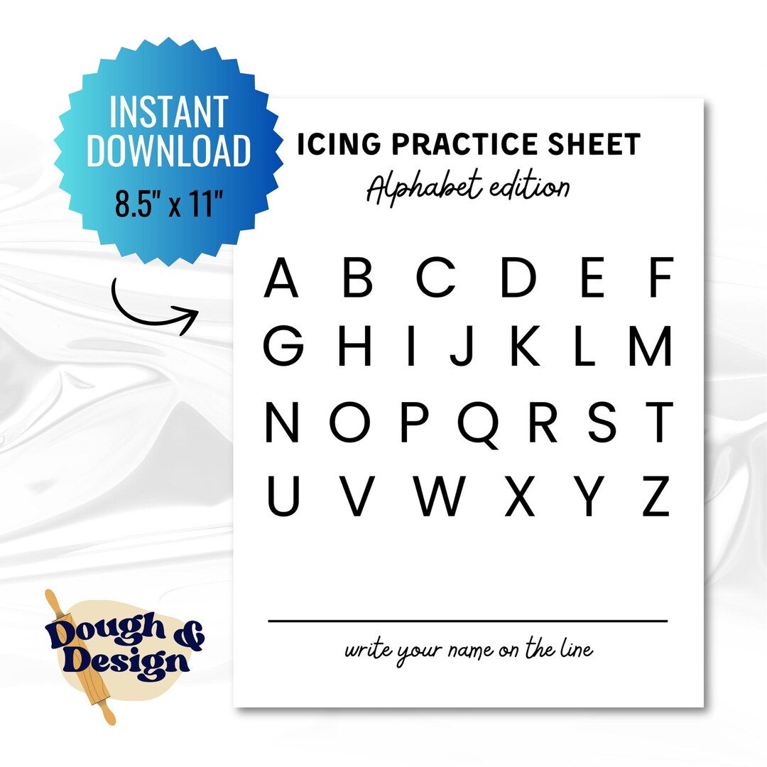 Royal Icing Practice Sheet, Alphabet, Cookie Decorating Class, Royal ...