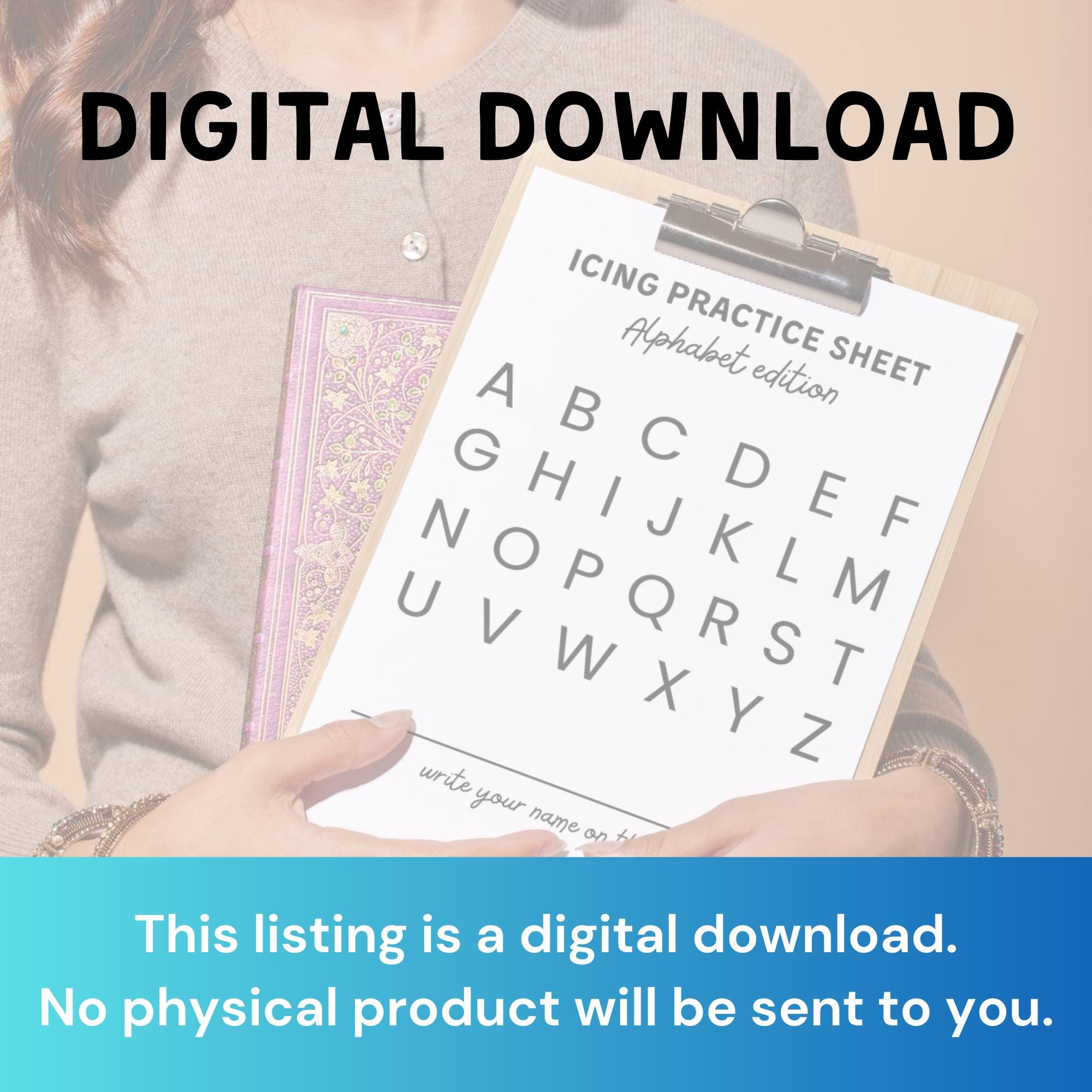 Royal Icing Practice Sheet, Alphabet, Cookie Decorating Class, Royal ...