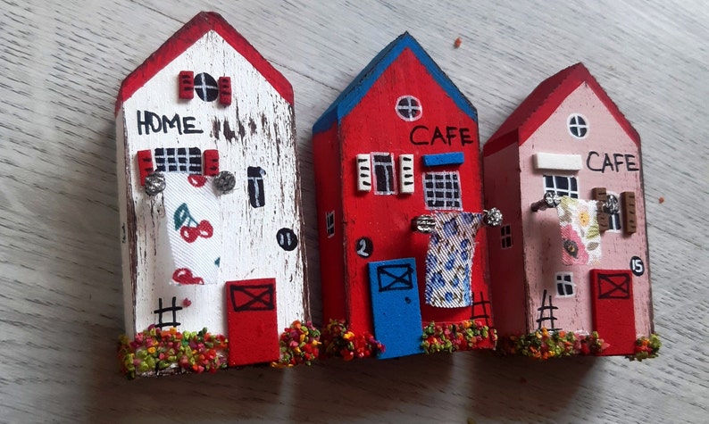 Three Set Creative Magnet, Nature Woodden House Magnets, Mini ...