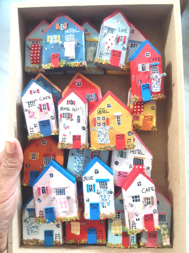 Three Set Creative Magnet, Nature Woodden House Magnets, Mini ...