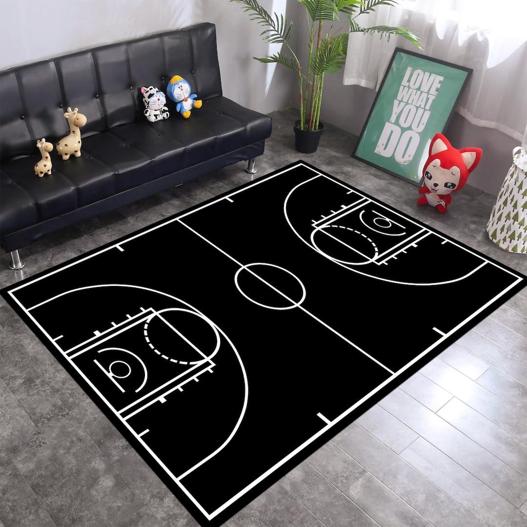 Basketball Rug, Basketball Court Rug, Court Rug, Black Rug, Sport Rug ...
