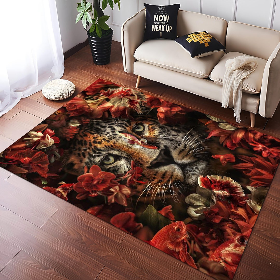 Tiger Pattern Rug,flowers Rug,colorful Rug,animals Rug,modern Rug ...