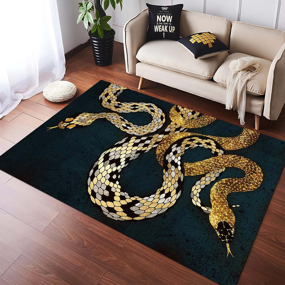 Snake Pattern Rug,colorful Rug,gold Detail Rug,snake Rug,animal Rug ...
