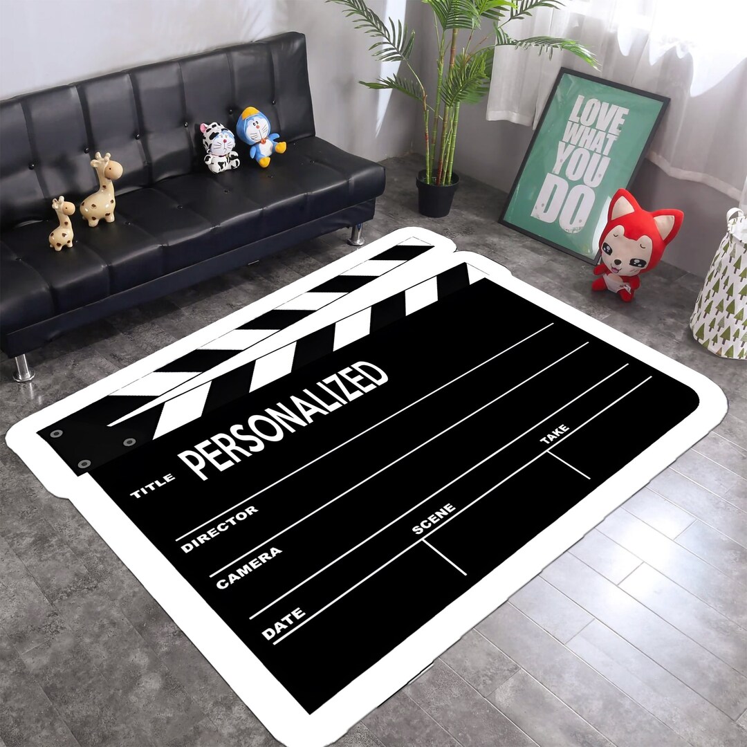 Cinema Clapperboard Rug,customizable Clapperboard Rug,movie Rug,black ...