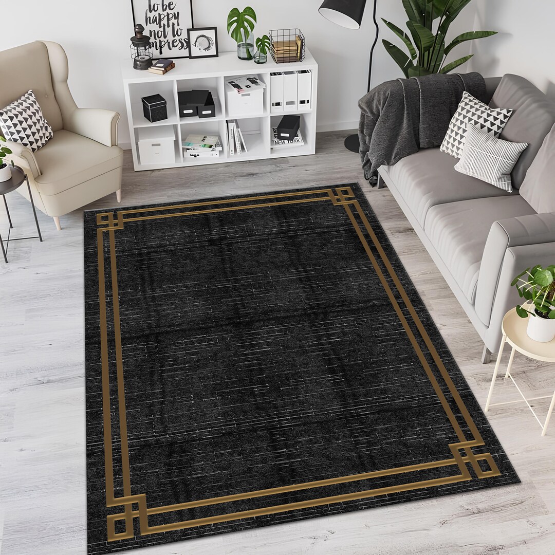Black Pattern Rug,framed Rug,luxury Rug,pattern Rug,modern Rug,home ...