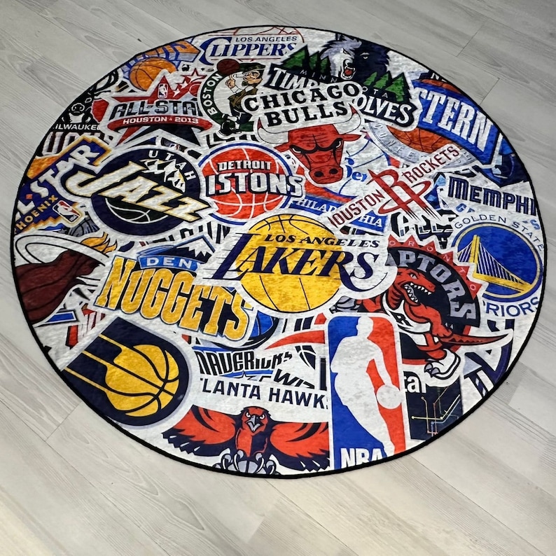 Basketball Rug,nba Team Rug,boys Room Rug,sport Rug,round Rug,custom ...