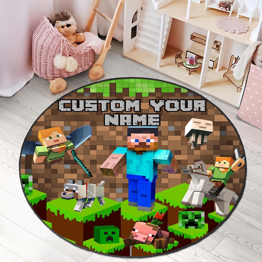 World of Pixels, Game Rug, Gaming Rug, Play Room Rug, Game Decor ...