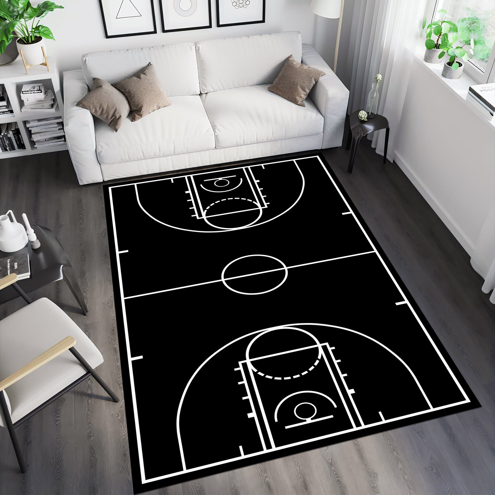 Basketball Rug, Basketball Court Rug, Court Rug, Black Rug, Sport Rug ...