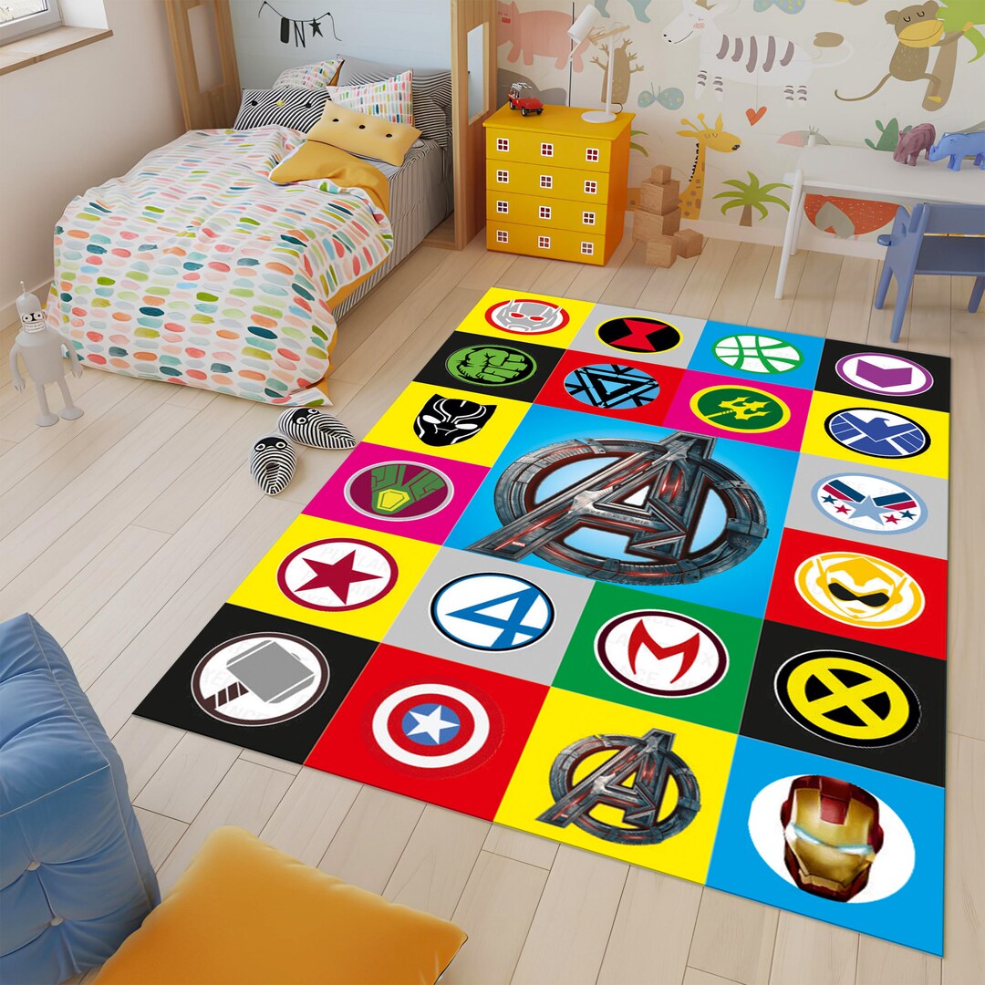 The Avengers Rug,avengers Logos Rug,colorful Rug,personalized Rug,movie ...