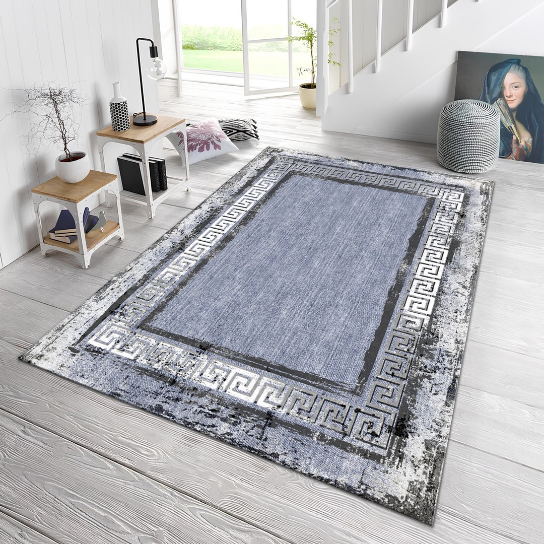 Blue Pattern Rug,framed Rug,luxury Rug,pattern Rug,modern Rug,home ...