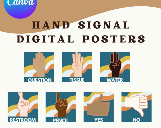 Classroom Hand Signals Digital Poster, Modern Classroom, Editable in ...