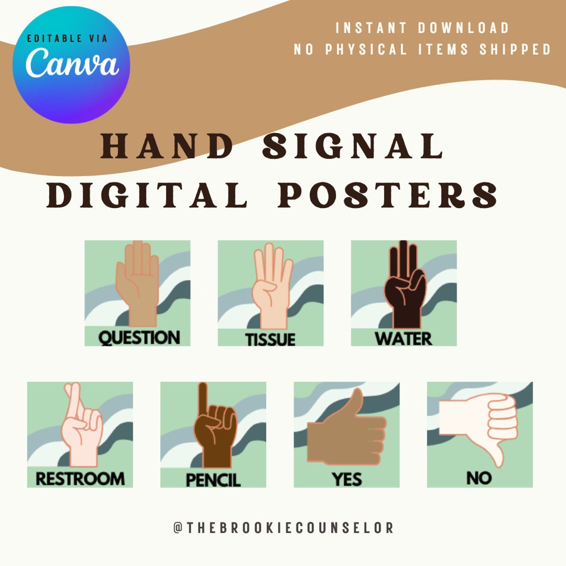 Classroom Hand Signals Digital Poster Modern Classroom - Etsy