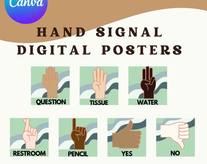 Classroom Hand Signals Digital Poster, Modern Classroom, Editable in ...